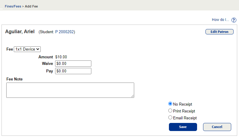 Add and edit fees at the site